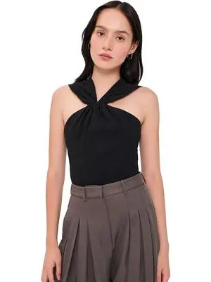 A.L.C. Elouise Twisted Halter Top - Black