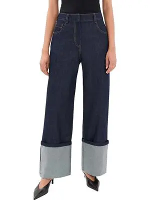 Françoise Hendrix High-rise Denim Pants With Folded Cuffs - Indigo