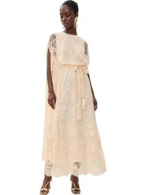 Zimmermann Valiant Lace Caped Maxi Dress - Cream