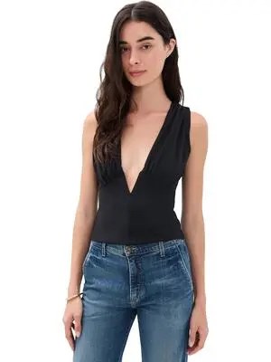 Susana Monaco Low V-wire Tank Top - Black