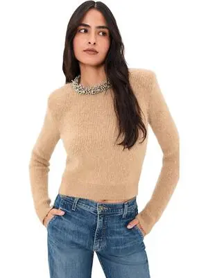 SELF-PORTRAIT Beaded Knit Sweater - Brown