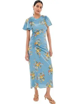 Veronica Beard Midi Huntleigh Dress - Blue River Multi