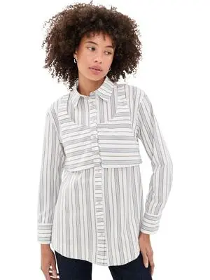 DAMSON MADDER Valeria Double Layered Striped Button-down Shirt - Multi
