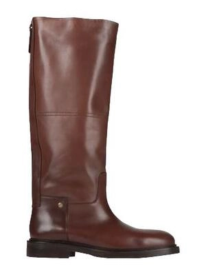 POEVE Leather Knee High Boots With Zipper Fastening - Brown