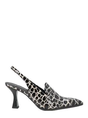 ZINDA Patent Leather Crocodile-print Slingback Pumps - Black