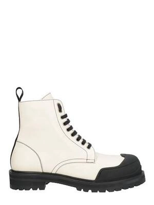 Marni Leather Combat Boots - Ivory