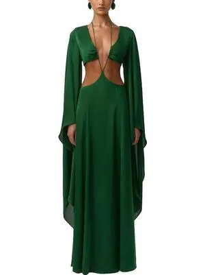 Naked Wardrobe Cutout Satin Maxi Dress - Jade