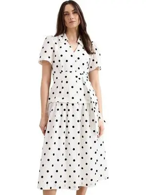 PHASE EIGHT Adele Short Sleeve Midi Dress - Black/ivory