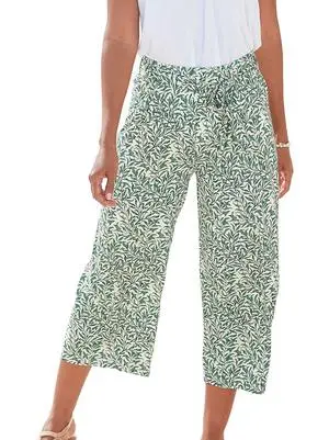 LASCANA Printed Wide Leg Cropped Culottes - Green Printed