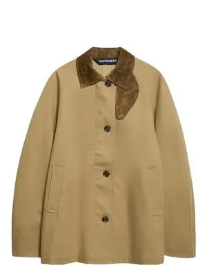 Marimekko Cotton Utility Coat With Textured Collar - Brown