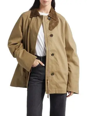 Marimekko Cotton Utility Coat With Textured Collar - Brown