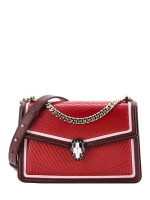 BVLGARI Serpenti Forever Shoulder Bag Quilted Leather - Red