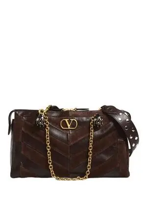 Valentino Garavani Medium Panthea Leather & Suede Shoulder Bag - Brown