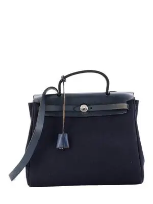 Hermès Herbag Toile And Leather Pm - Blue
