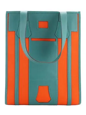 Hermès Petit H Bell Tote Toile And Leather Pm - Green