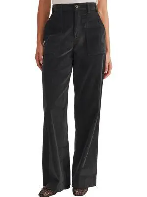 Splendid Splendid Colette Patch Pocket Wide Leg Corduroy Pants Black