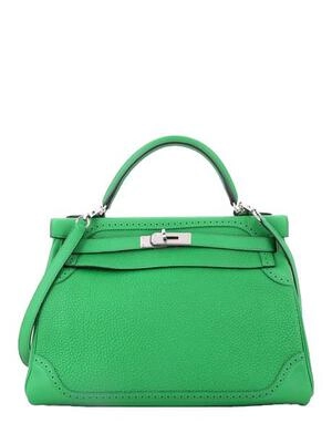 Hermès Kelly Ghillies Handbag Togo And Swift With Palladium Hardware 32 - Green