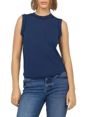 DEAR JOHN Zo Crew Neck Vintage Jersey Tank - Black Iris