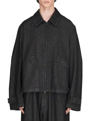 Y3 Zip Front Denim Jacket - Black