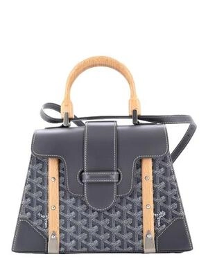 Goyard Saigon Top Handle Bag Coated Canvas With Leather Pm - Grey
