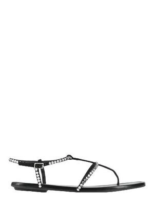 LORIBLU Embellished Leather Sandals - Black