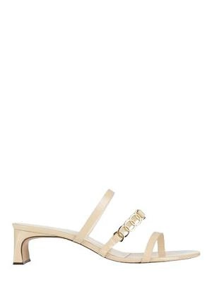 ODISSI Cream Patent Leather Chain Detail Sandals - White