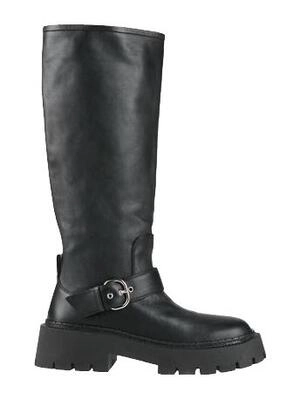 VIC MATIE Leather Knee-high Boots With Buckle Detail - Black