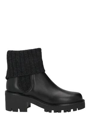 BALDININI Leather And Textile Fiber Sock Ankle Boots - Black