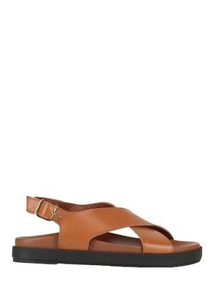 ALOHAS Leather Criss-cross Sandals With Buckle Fastening - Brown