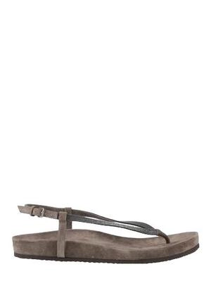 Brunello Cucinelli Suede Thong Sandals - Grey