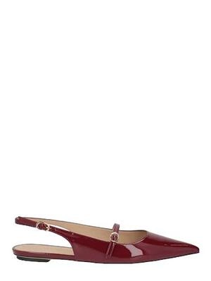 STUART WEITZMAN Patent Leather Slingback Ballet Flats - Red