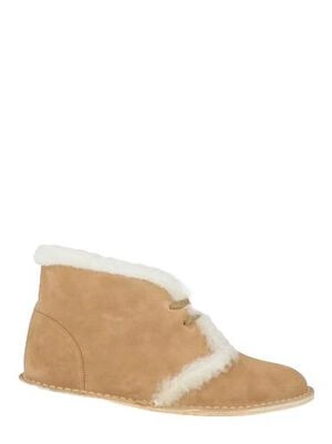 SANDRO X CLARKS ORIGINALS Suede Ankle Boots With Shearling Lining - Beige