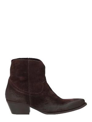 FABRIZIO CHINI Fabrizio Chini Suede Cowboy Ankle Boots Dark Brown