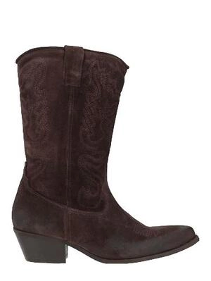 FABRIZIO CHINI Dark Suede Cowboy Boots - Brown