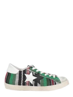 2STAR Low-top Sneakers In Tweed And Leather - Green