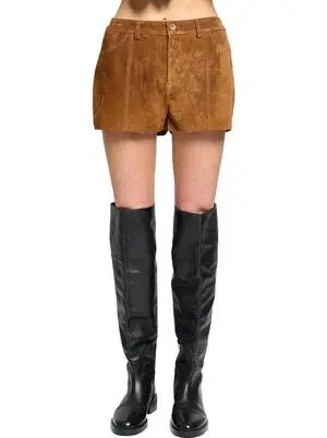 Central Park West Odessa Genuine Suede Short - Saddle