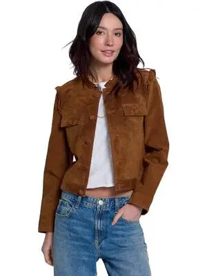 Central Park West Odessa Girly Suede Jacket - Saddle