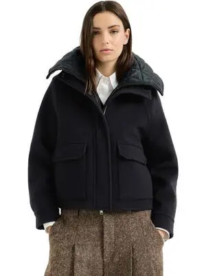 Brunello Cucinelli Virgin Wool And Cashmere Double Cloth Jacket With Detachable Padded Vest - Night