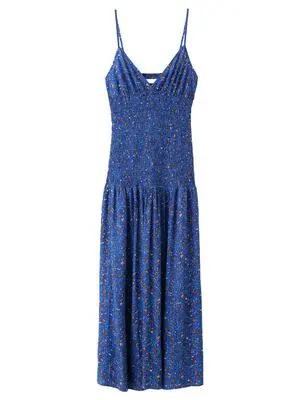 Mango Printed Smocked Dress - Navy