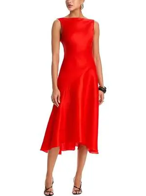 Christopher John Rogers Cowl Back Bias Midi Dress - Crawfish