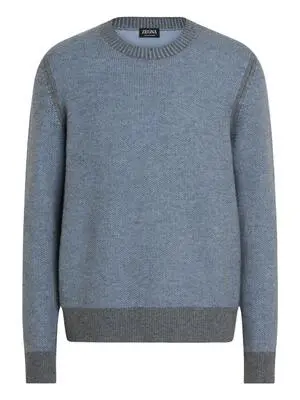 Zegna Crew Neck Cashmere Sweater - Light Blue