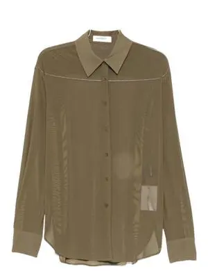 THE FRANKIE SHOP Peri Sheer Long-sleeved Shirt - Khaki