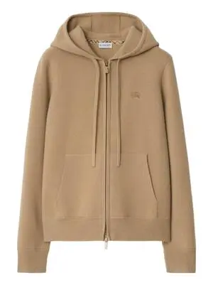 Burberry Zipped Hooded Cardigan With Equestrian Knight Design - Flax
