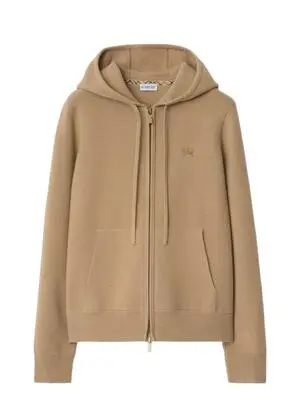 Burberry Zipped Hooded Cardigan With Equestrian Knight Design - Flax