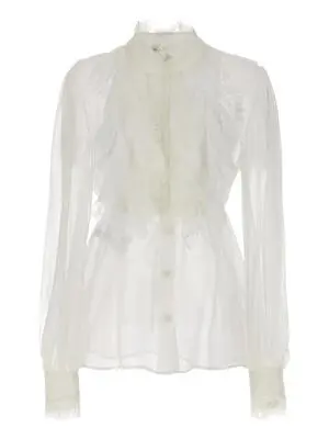 Alberta Ferretti Long Sleeve Shirt With Chest Detail - White
