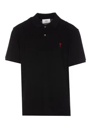 AMI Paris De Coeur Polo Shirt - Black