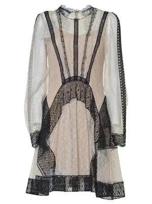 Alberta Ferretti Semi-sheer Lace Dress - Nude