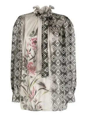 ALBERTA FERRETTI Alberta Ferretti High-Neck Frilled Long-Sleeve Blouse
