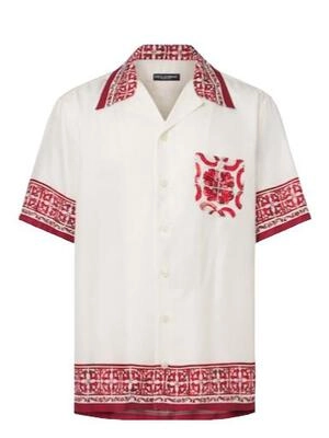 Dolce & Gabbana Majolica Silk Jacquard Shirt - White