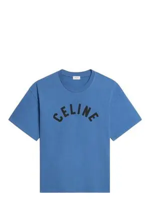 Celine T-shirt In Cotton Jersey - Denim Blue/black